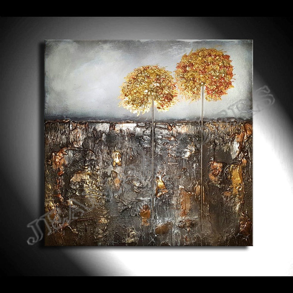 JEAN SANDERS 80x80x4cm Struktur Baum Gemälde Sehr Edel | Etsy