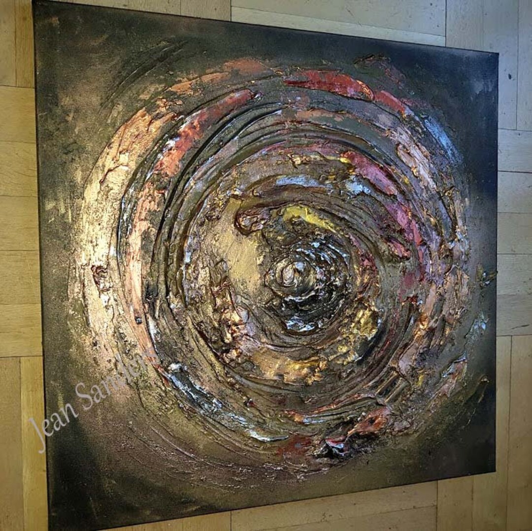 JEAN SANDERS Struktur Bild 80x80cm 3 D Effekt, Braun-töne Gold Kupfer ...