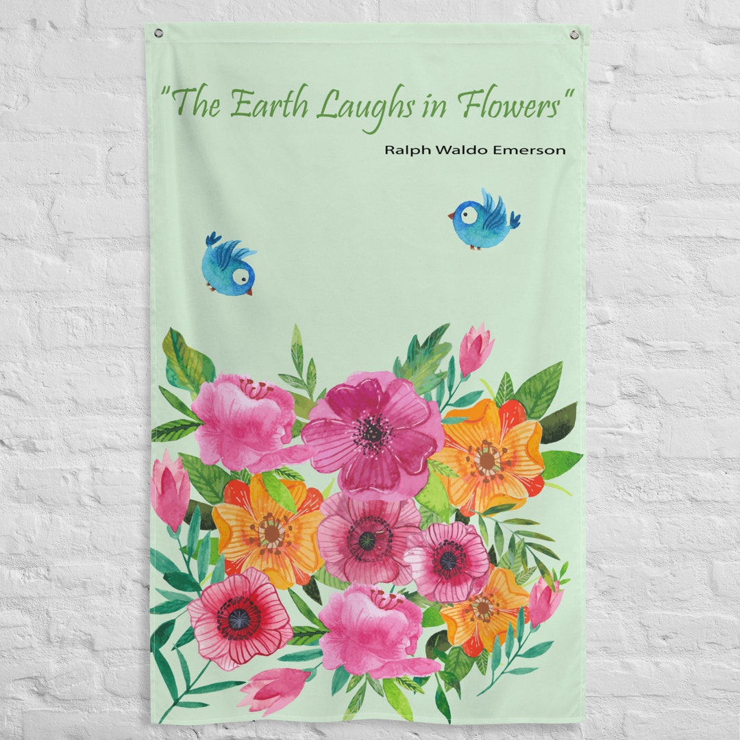 Flag, Banner, Floral Flag, Flower Quote Flag, Botanical Flower Flag ...