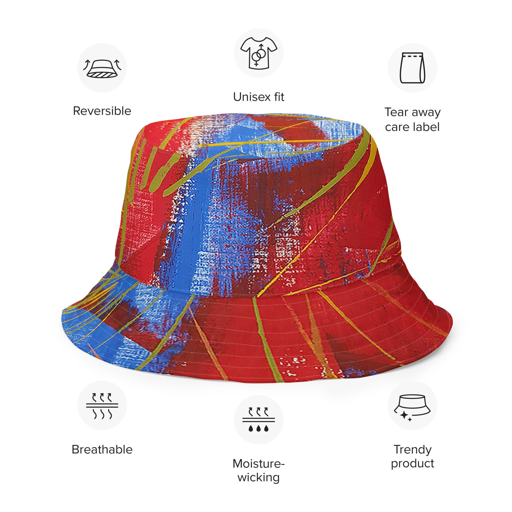 Reversible Bucket Hat, Multi-coloured/plain Bucket Hat, Summer Bucket ...