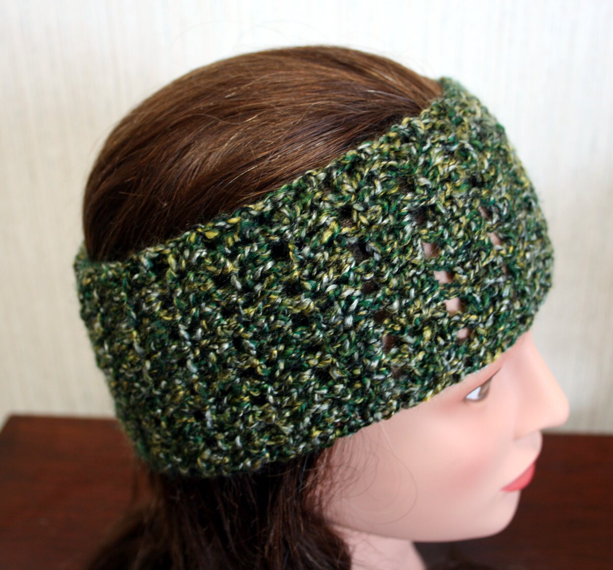 Hand Crocheted Ear Warmer or Head Band in Shades of Green. - Etsy
