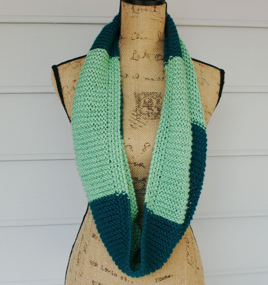 This Infinity Cowl is Color Blocked With Turquoise and Celery - Etsy