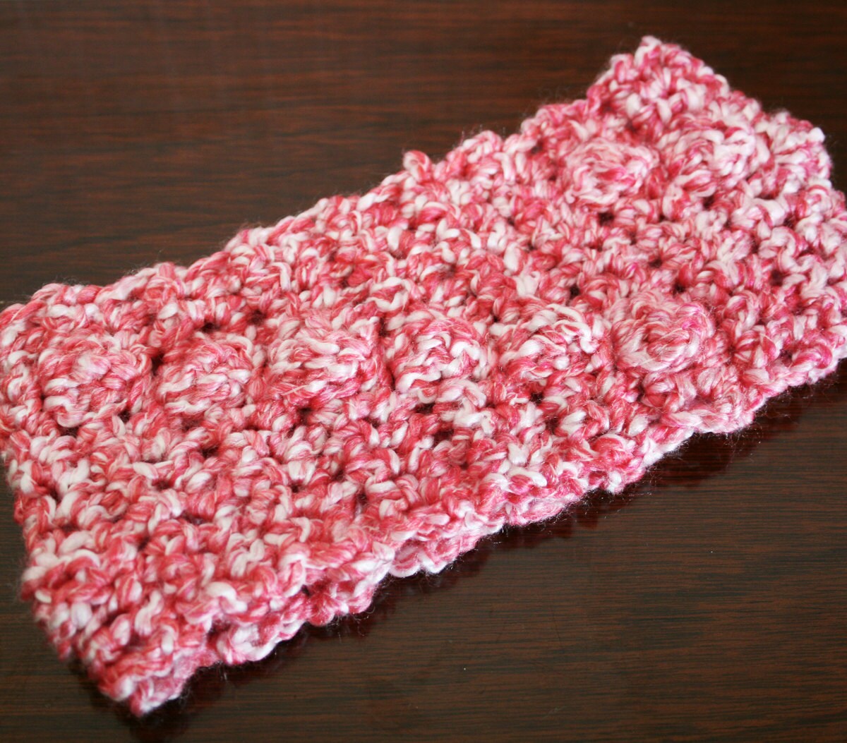Hand Crocheted Ear Warmer or Head Band Variegated Colors of Red Pinks ...