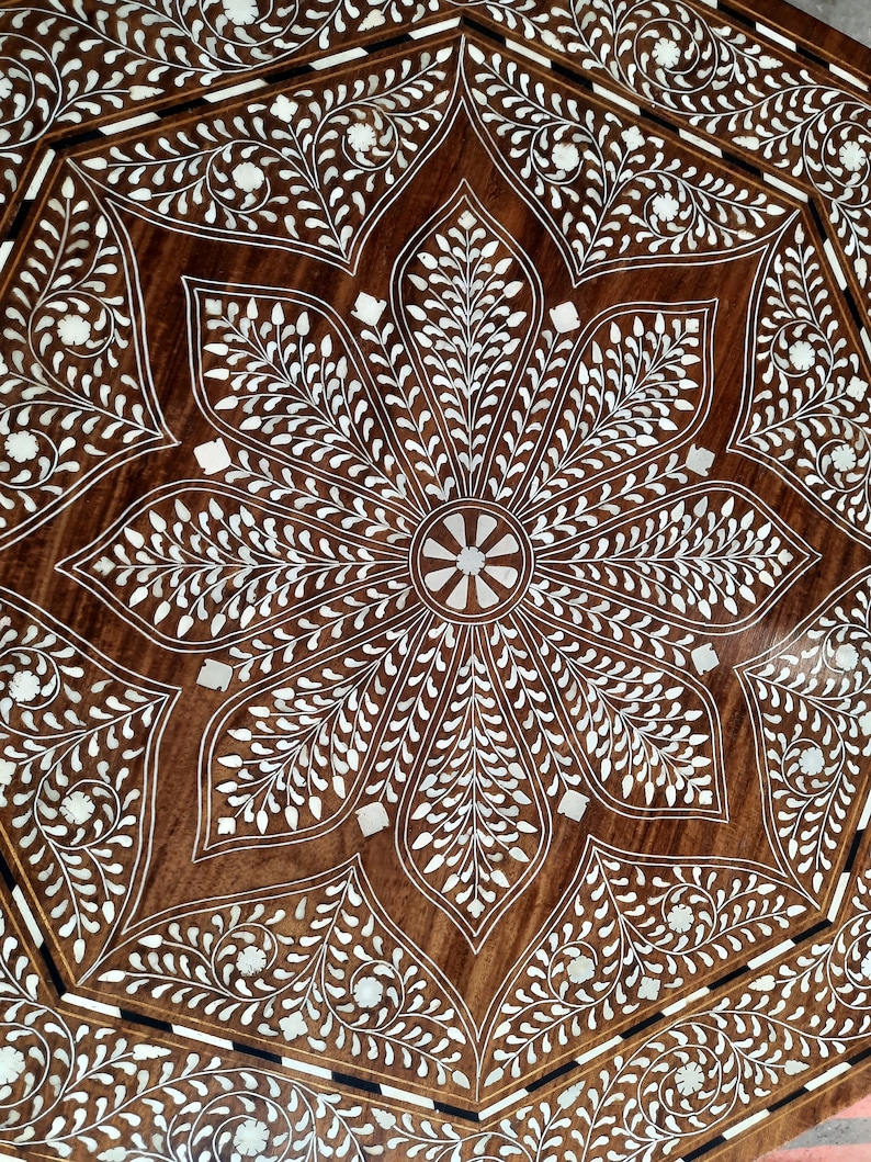 Traditional Bone Inlay Coffee Table Customizable Spill Proof Coating ...