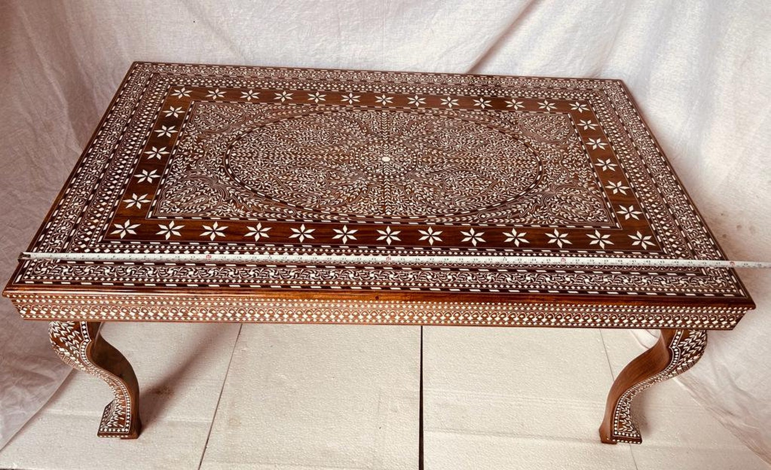 Custom Built Wooden Rectangular Dining Table in Acrylic Bone Inlay ...