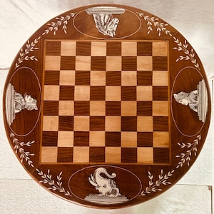 Bespoke Handmade Inlay Wood Chess Table With Drawers & Coins | IMPORT ...