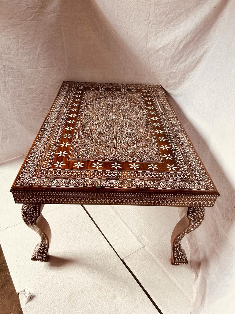 Custom Built Wooden Rectangular Dining Table in Acrylic Bone Inlay ...