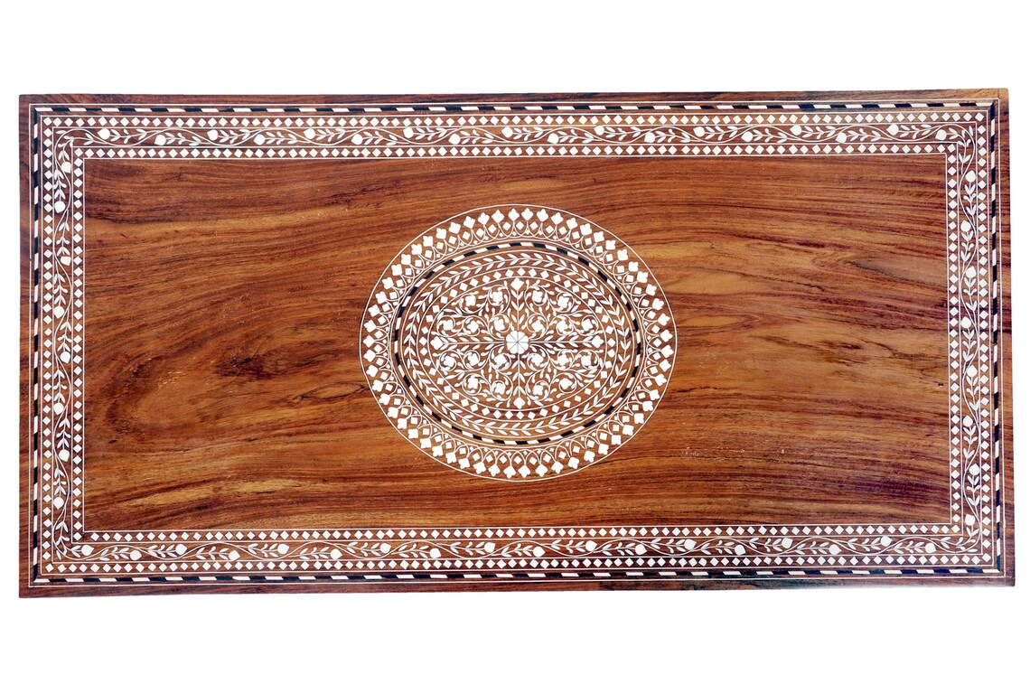Custom Bone Inlay Coffee Table, Rectangular Bone Inlay Furniture ...