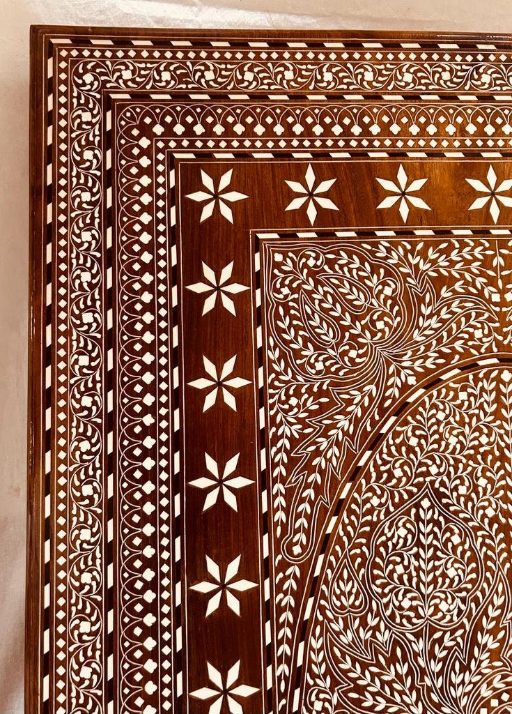 Custom Built Wooden Rectangular Dining Table in Acrylic Bone Inlay ...