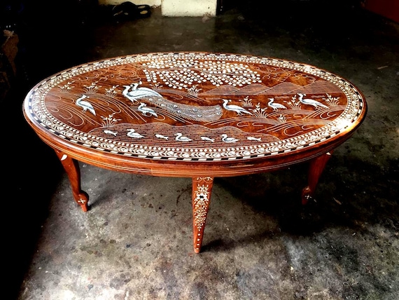 Antique Wood Inlay Table