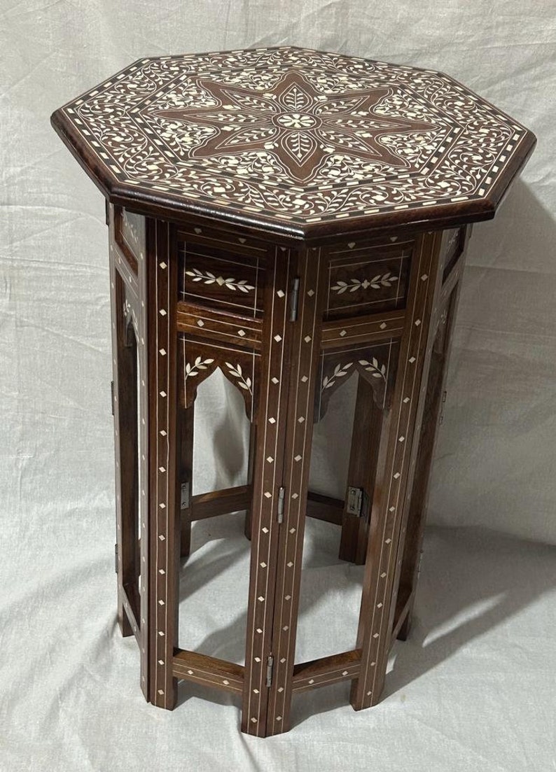 Custom Bone Inlay Coffee Table, Bone Inlay Furniture Handmade Wood ...