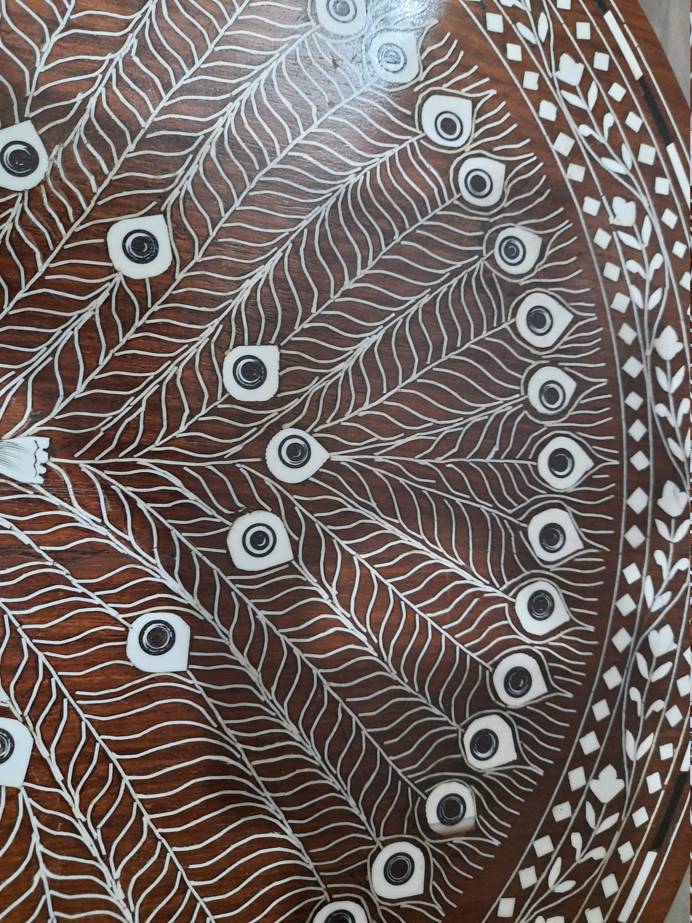 Inlaid Side Table Inlay Coffee Table Round Corner Table Natural Wood ...