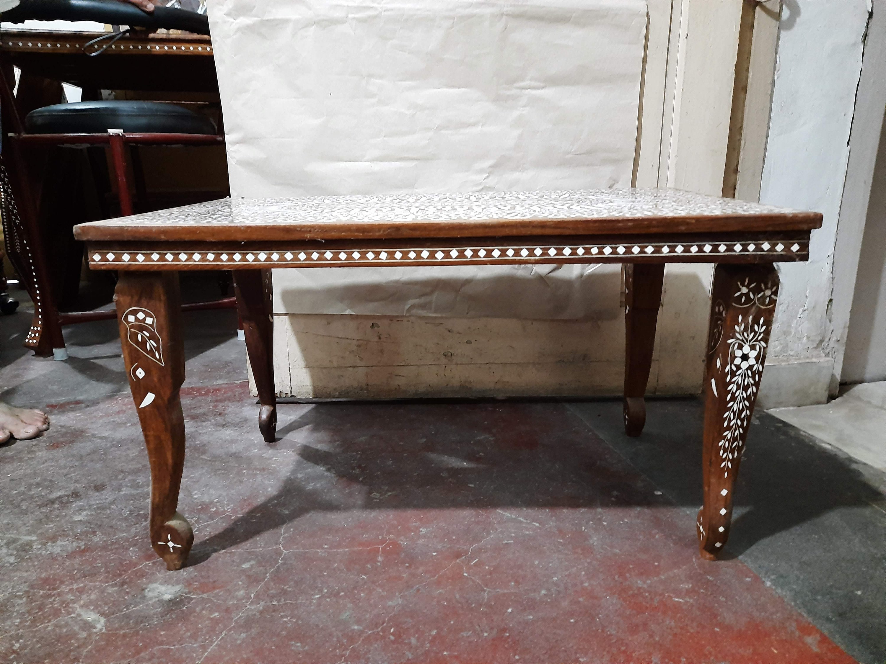 Custom Bone Inlay Coffee Table, Rectangular Bone Inlay Furniture ...