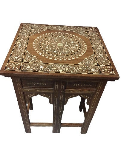 Inlaid Side Table | Inlay Coffee Table | Square Corner Table | Natural ...