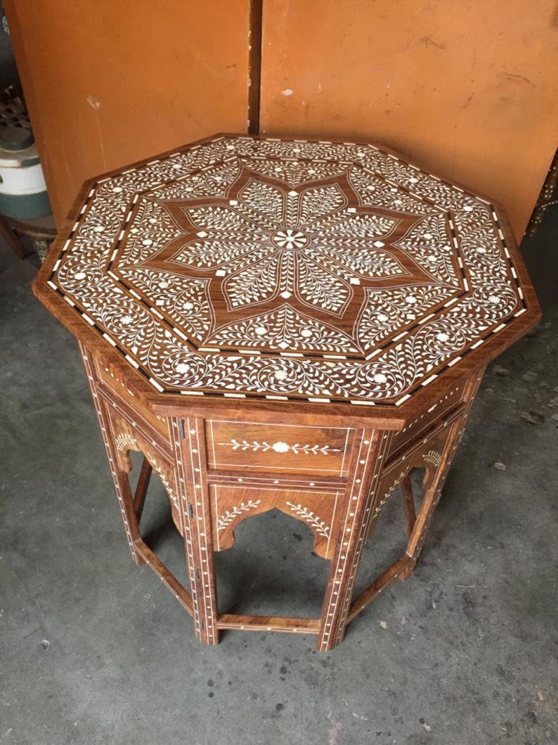 Traditional Bone Inlay Coffee Table Customizable Spill Proof Coating ...