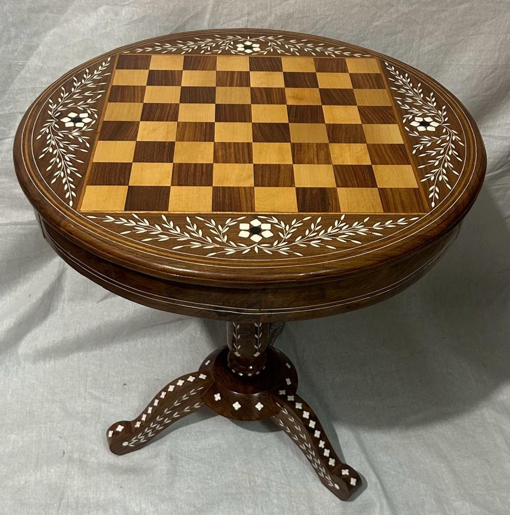 Unique Handmade Inlaid Chess Table Functional Art for Game - Etsy