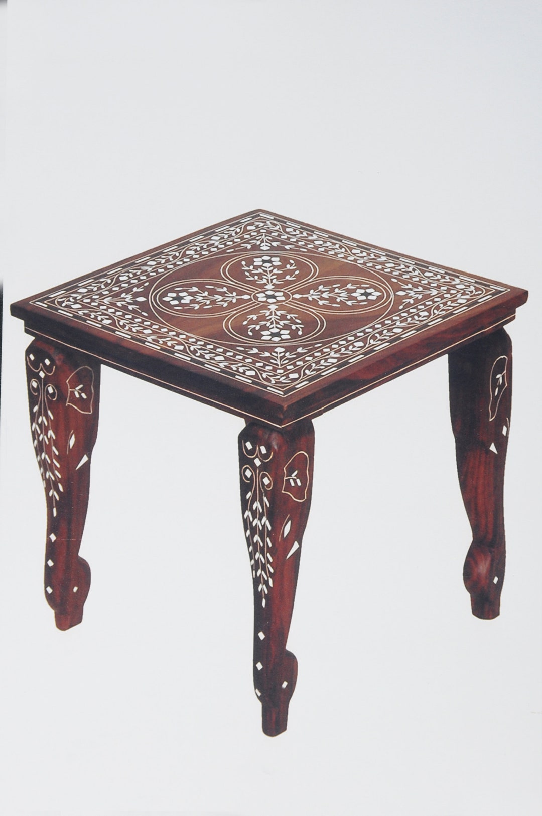Handmade Inlaid Wooden Sqaure Side Table With Spill Proof - Etsy UK