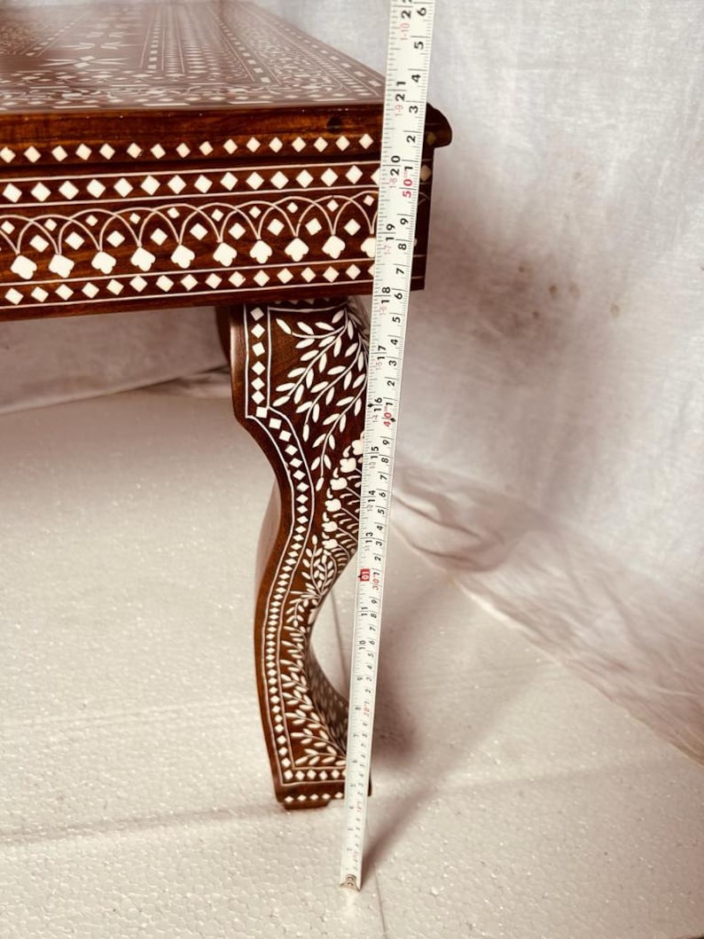 Custom Built Wooden Rectangular Dining Table in Acrylic Bone Inlay ...