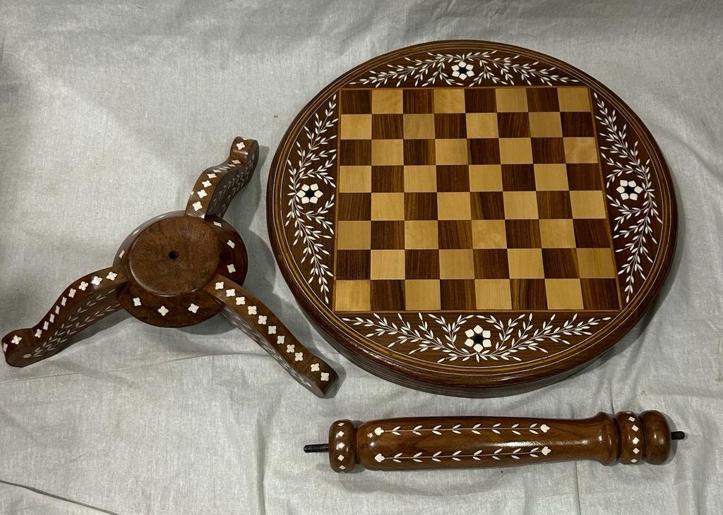 Unique Handmade Inlaid Chess Table Functional Art for Game - Etsy