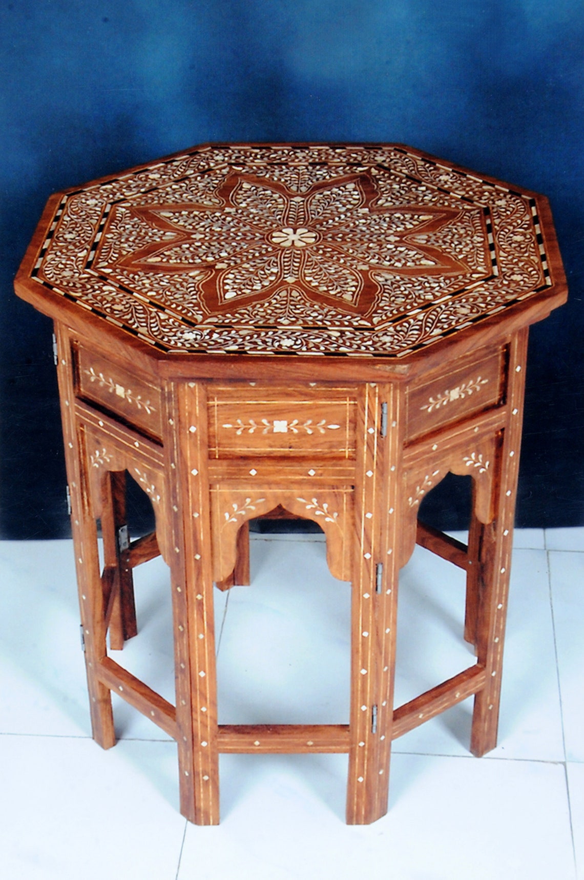 Octagonal Bone Inlay Coffee Table Handcrafted Wood Furniture - Etsy