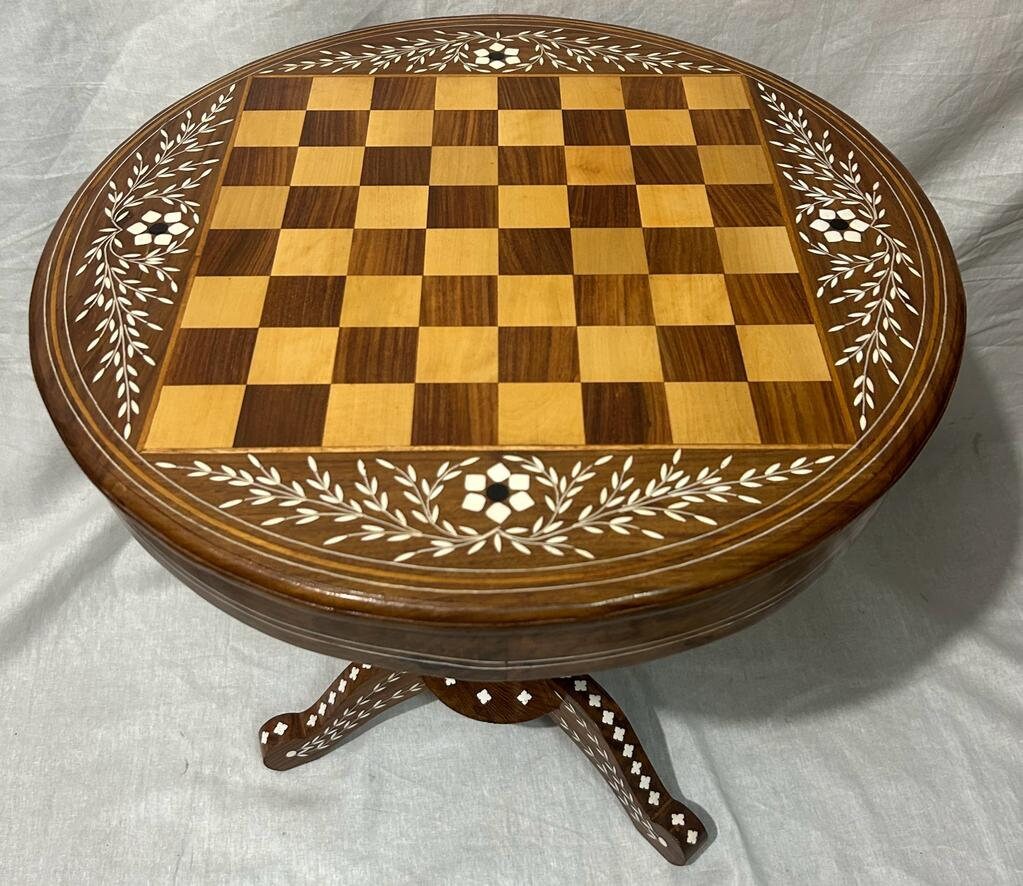 Unique Handmade Inlaid Chess Table Functional Art for Game - Etsy