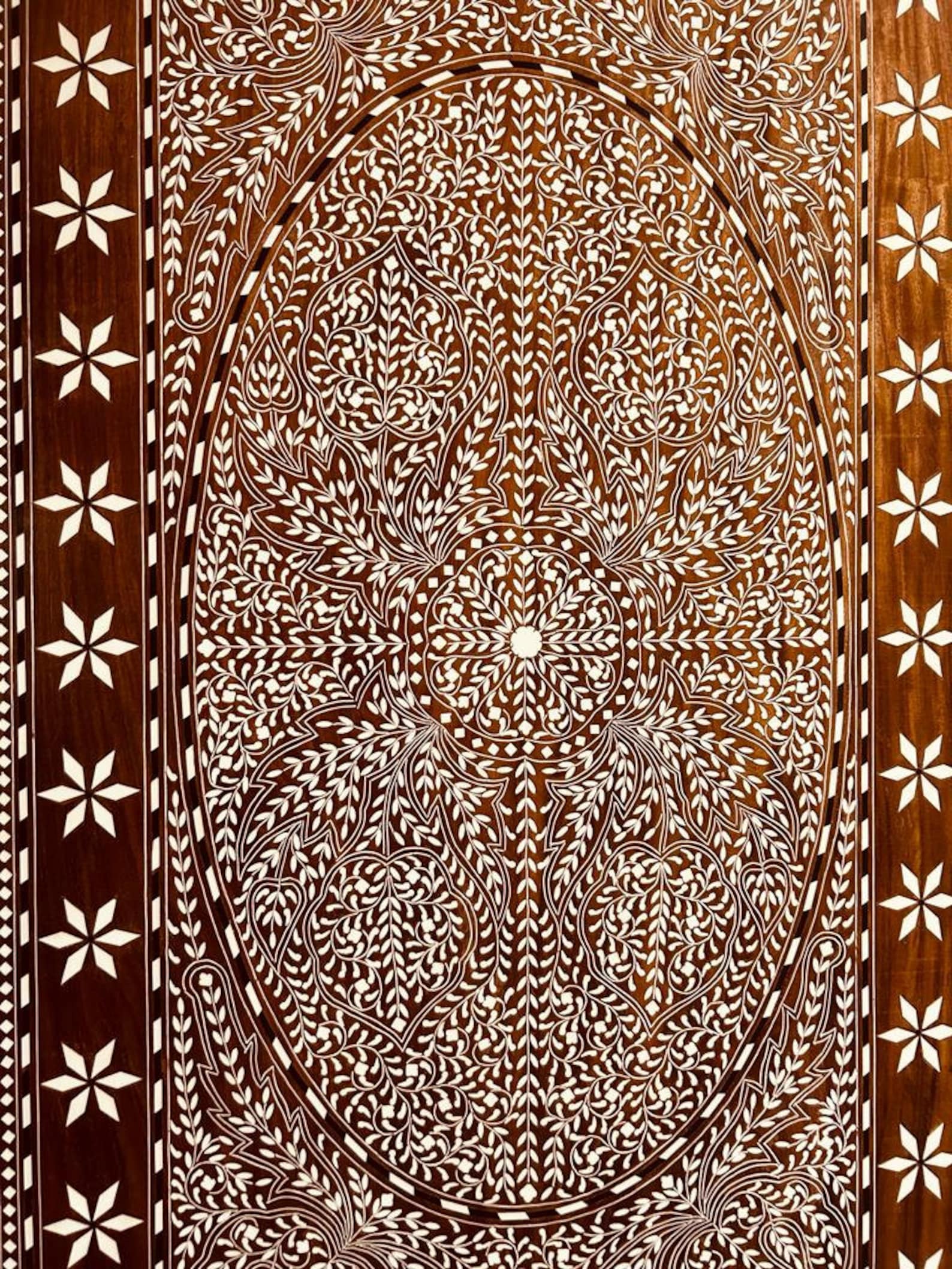 Custom Built Wooden Rectangular Dining Table in Acrylic Bone Inlay ...