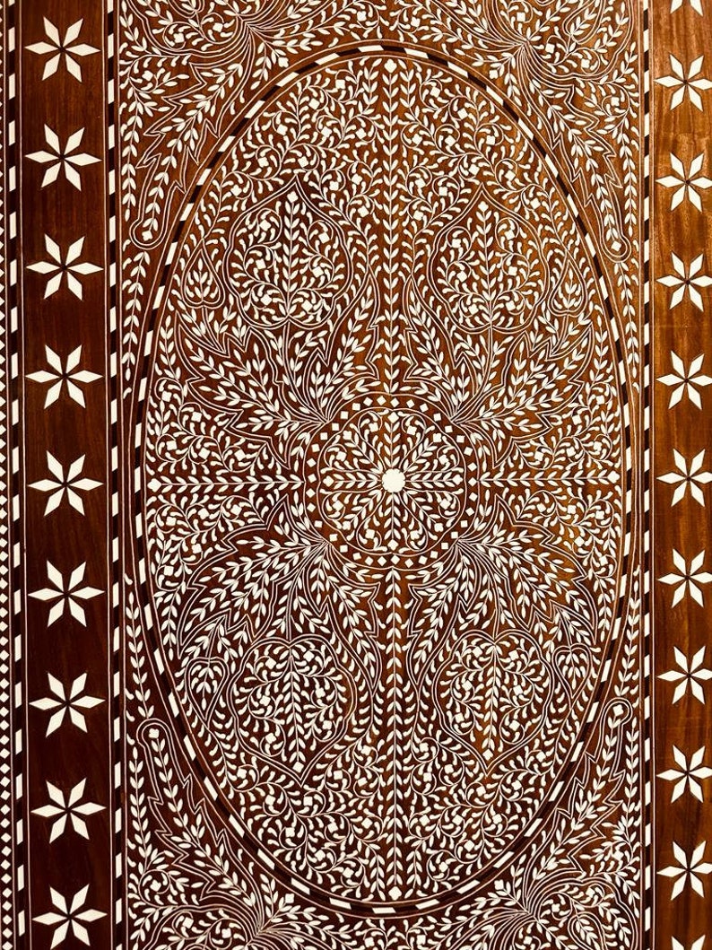 Custom Built Wooden Rectangular Dining Table in Acrylic Bone Inlay ...