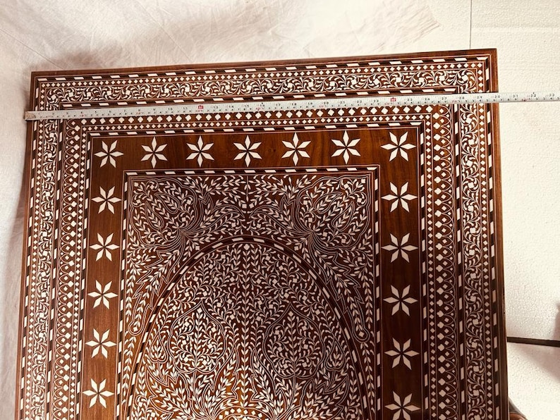 Custom Built Wooden Rectangular Dining Table in Acrylic Bone Inlay ...