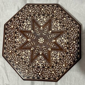 Antique Finish Bone Inlay Side Tables or Inlaid Bedside Tables (set of ...