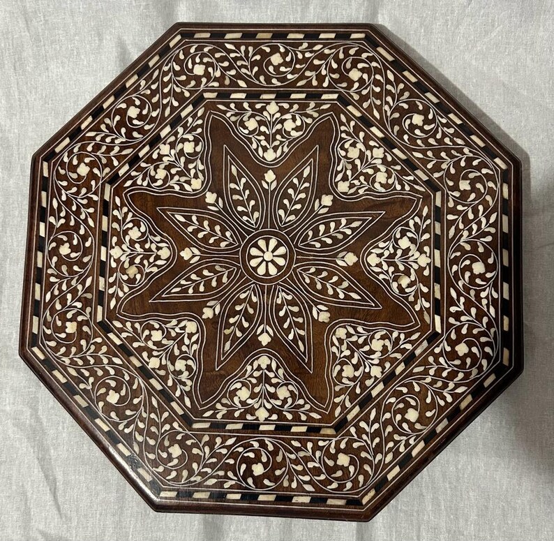 Custom Bone Inlay Coffee Table, Bone Inlay Furniture Handmade Wood ...