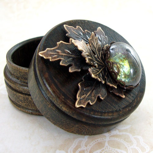 Rustic Woodland Trinket Box Stained Wood Ring Box Vintage - Etsy
