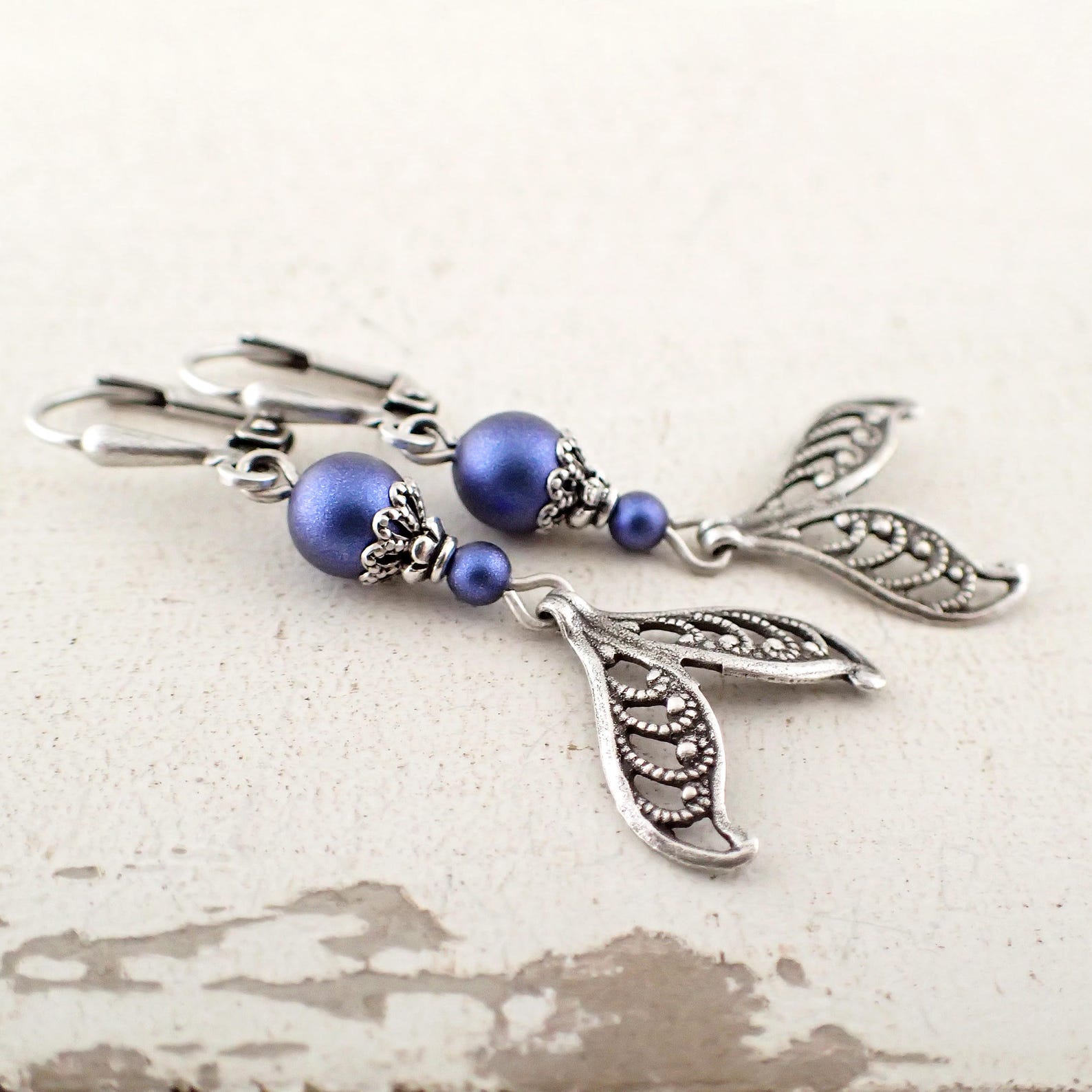 Mermaid Tail Earrings Antique Style Filigree Dolphin Tail - Etsy