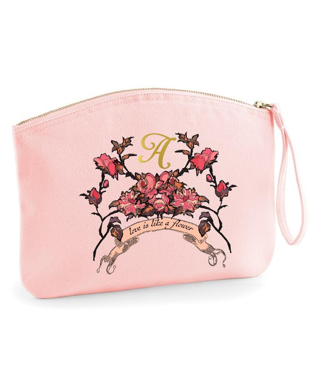 Custom Wristlet With Floral Rose Print – Name , Zipper Pouch - Etsy