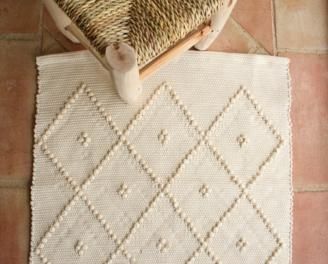 Traditional Pattern Rug, Portuguese Cotton Hand Knotted Mat Rugs ...