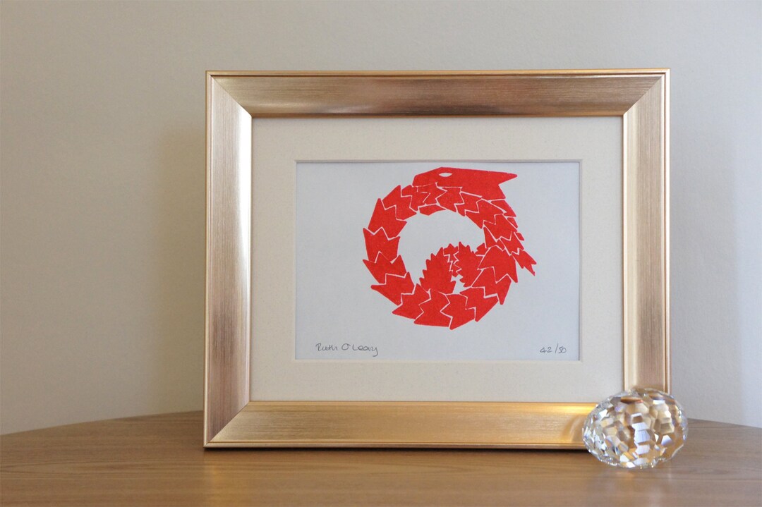 Fire Dragon Signed Gocco Screen Print - Etsy
