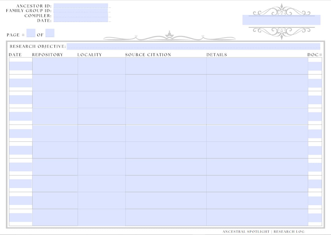 Research Log X2 Page Digital Template - Downloadable - Printable - PDF ...