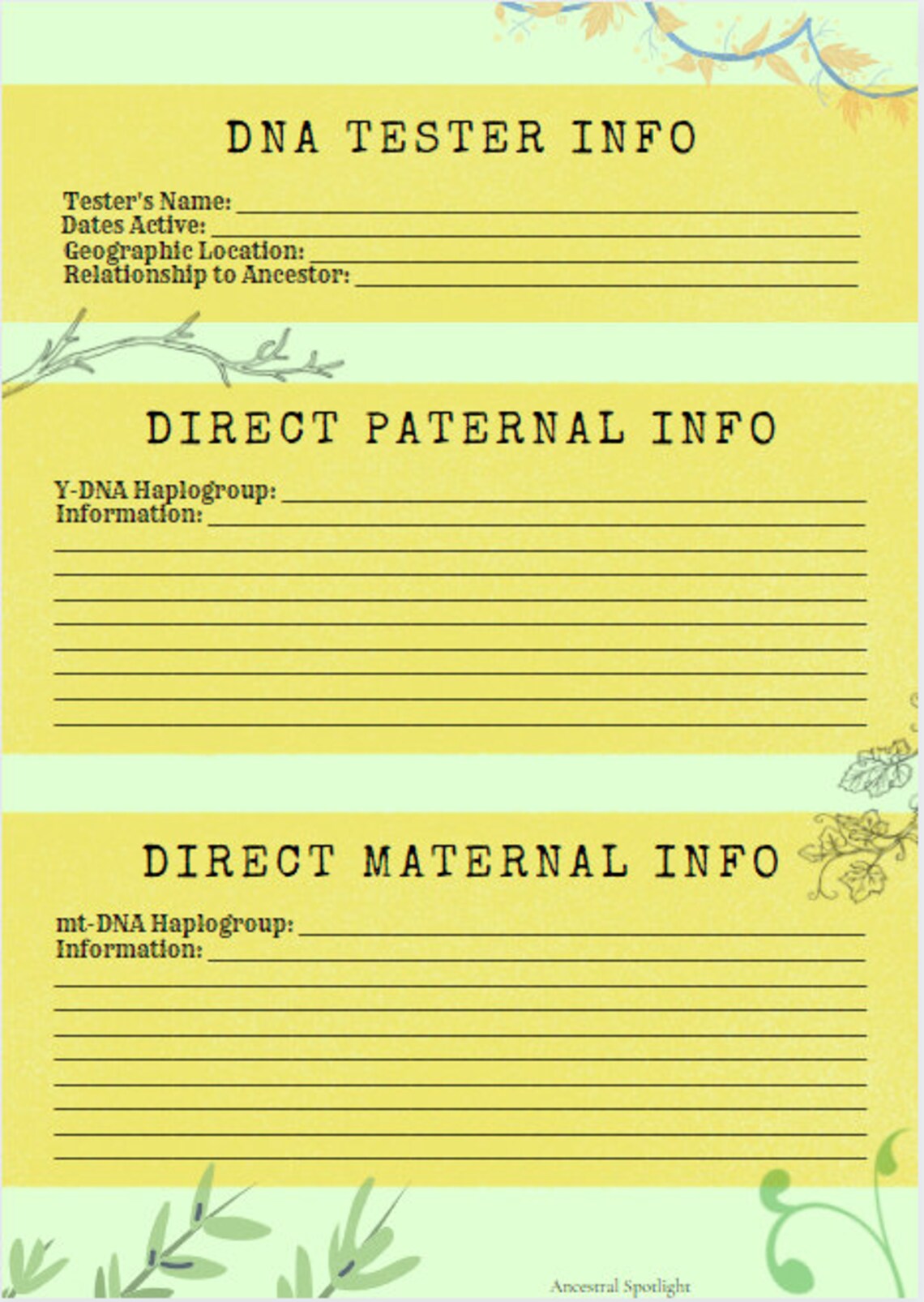 DNA Connections Tracker 3-pack BUNDLE 6-page Genealogy - Etsy