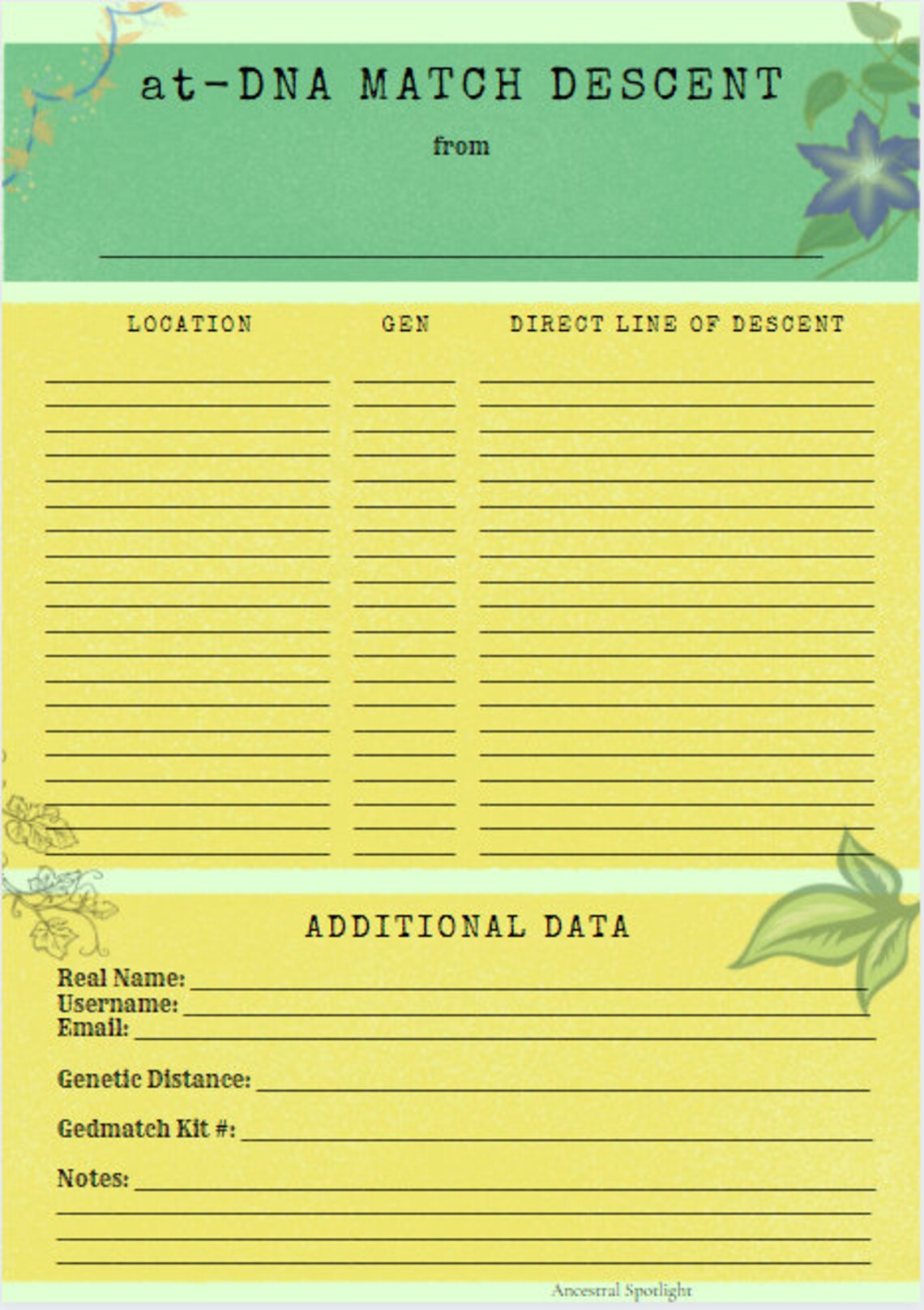 DNA Connections Tracker 3-pack BUNDLE 6-page Genealogy Organization ...