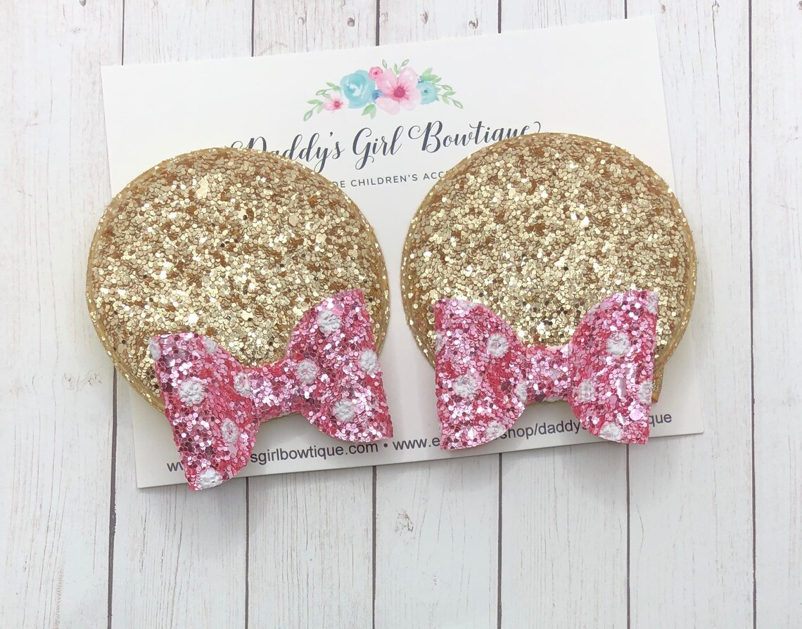 Gold Minnie Mouse Ear Clips Gold Minnie Ears Gold Mouse - Etsy