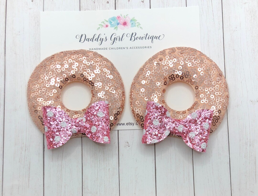 Rose Gold Minnie Mouse Ear Clips - Donut Ears - Rose Gold Mouse Ears ...