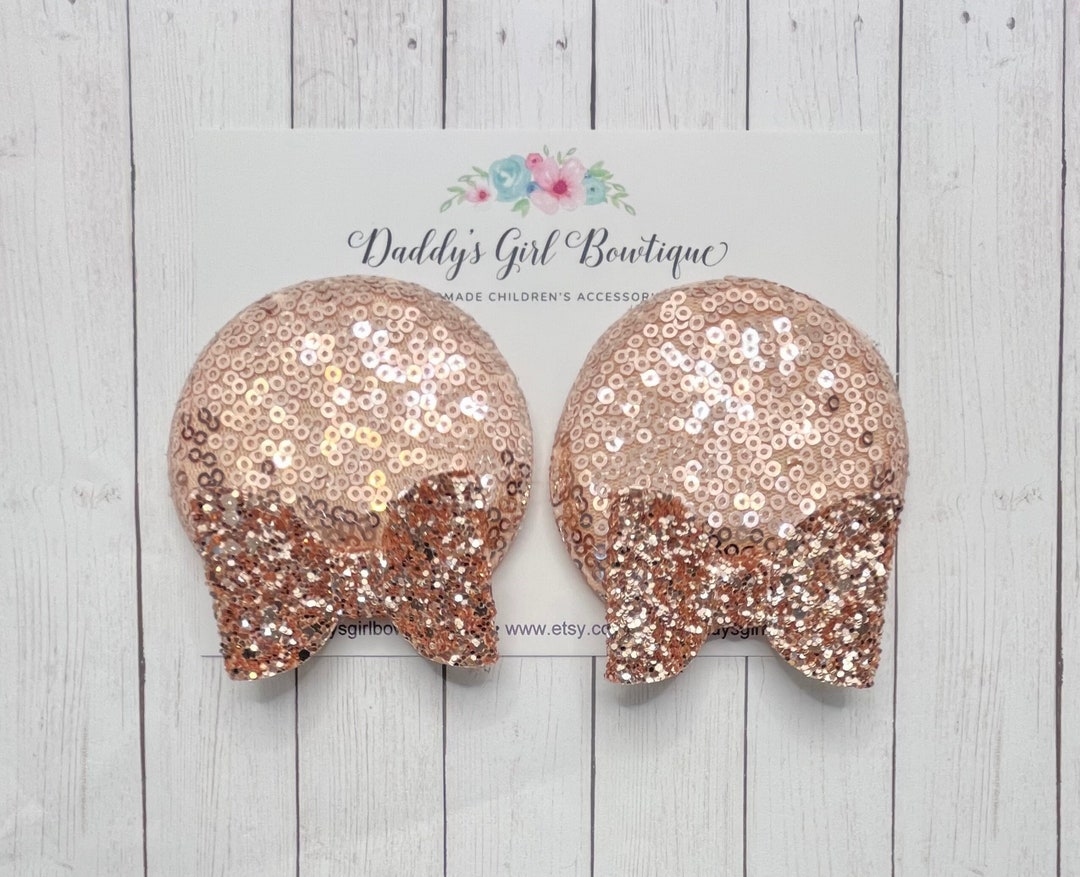 Rose Gold Minnie Mouse Ear Clips - Rose Gold Ears - Rose Gold Mouse ...