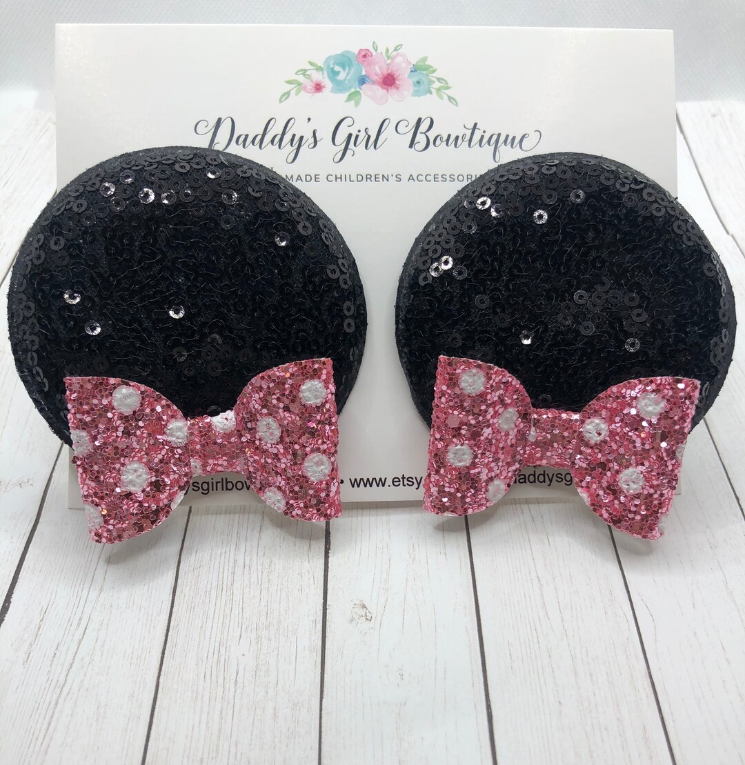 Minnie Mouse Pink Ear Clips - Minnie Ears - Pink Mouse Ears - Minnie ...