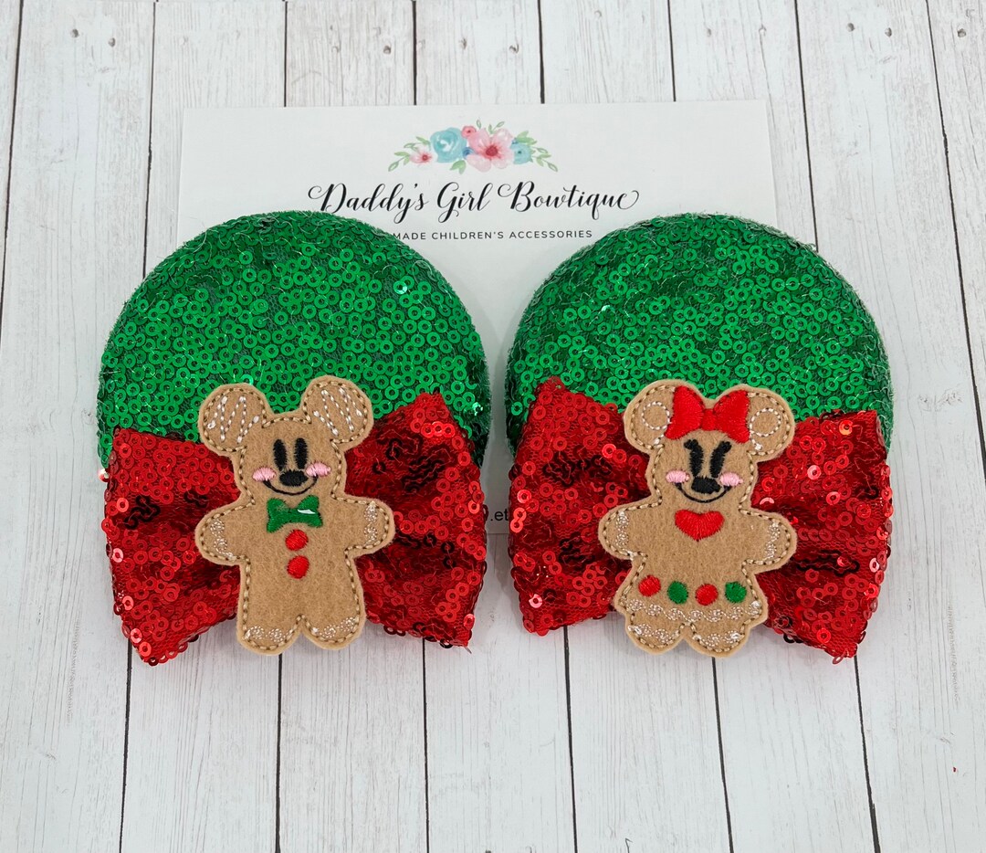 Christmas Minnie Mouse Ear Clips - Minnie Ears - Christmas Mouse Ears ...