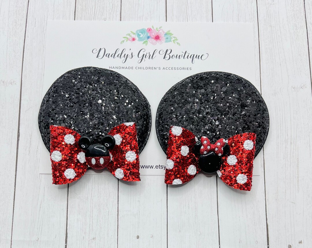 Mouse Ear Clips - Minnie Ears - Minnie Mouse Ear Clips - Red Mouse Ears ...