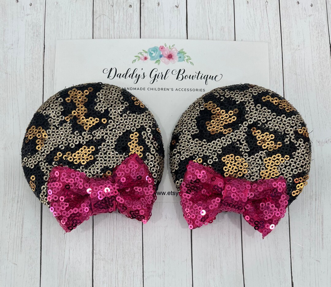 Minnie Mouse Leopard Clips - Minnie Ears - Red Mouse Ears - Minnie ...