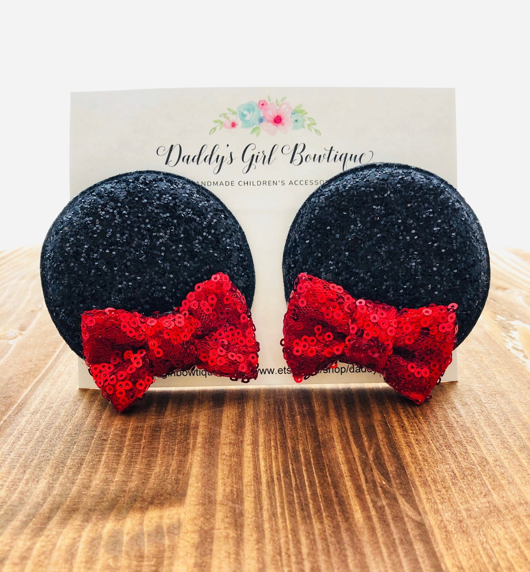 Minnie Mouse Ear Clips, Minnie Ears, Mickey Ears, Mickey Mouse Ears ...