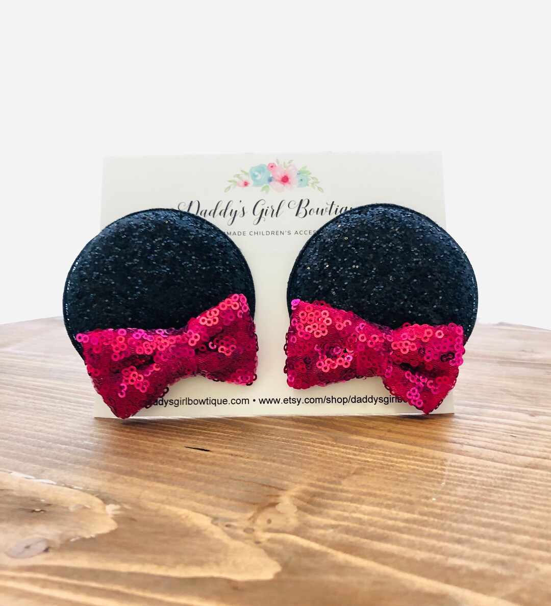 Minnie Mouse Hot Pink Ear Clips Minnie Ears Hot Pink Mouse Ears Minnie ...