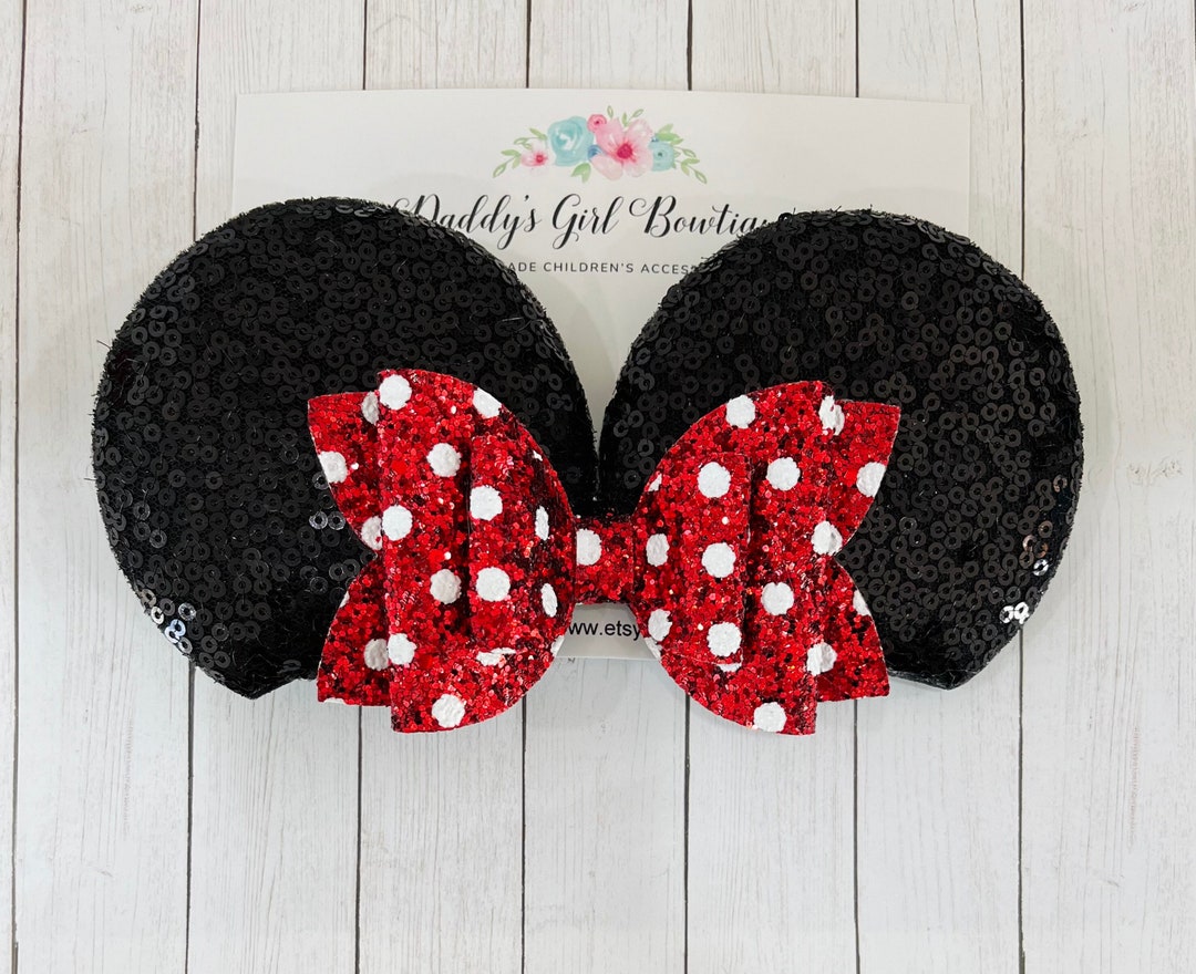 Mouse Ear Clips - Minnie Ears - Minnie Mouse Ear Clips - Red Mouse Ears ...