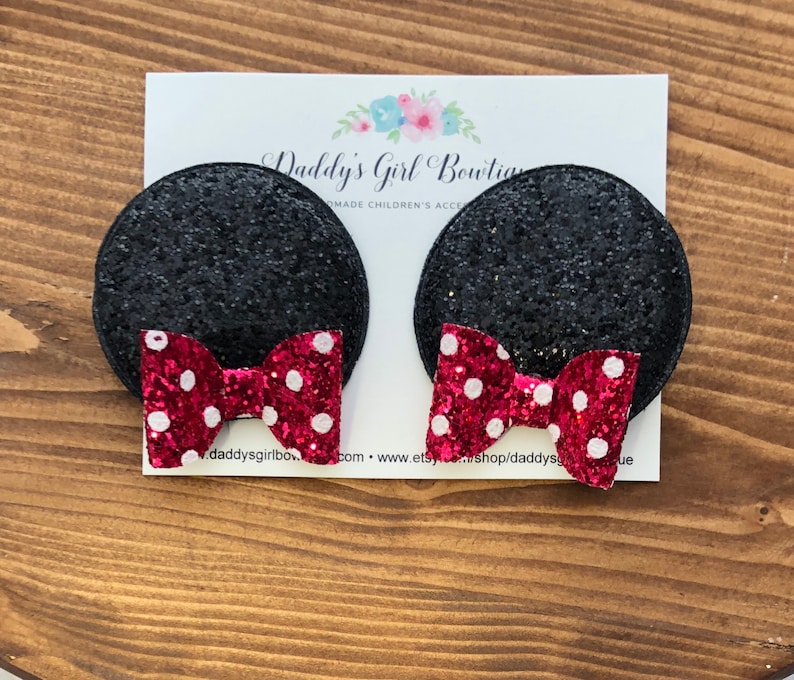 Minnie Mouse Red Ear Clips Minnie Ears Red Mouse Ears | Etsy