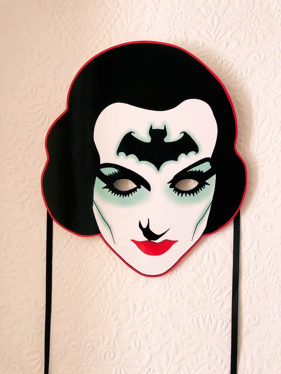 Glamour Ghoul Art Mask, 1930s Vampire, Halloween Mask, Bat Lady - Etsy